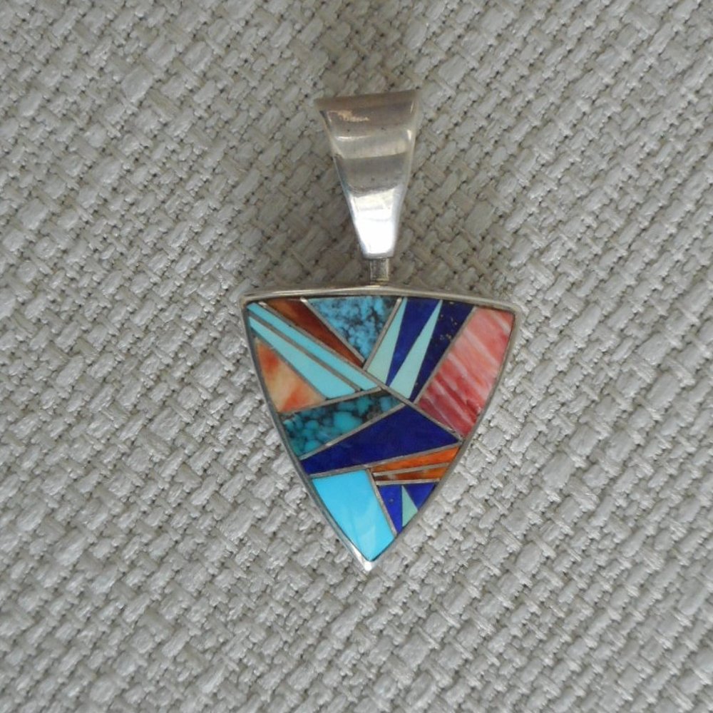 Reversible Inlay Native American Pendant, Triangle Sh… - Gem